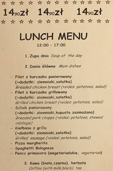 Menu at Good Food Restauracja restaurant, Kraków, Starowiślna 97