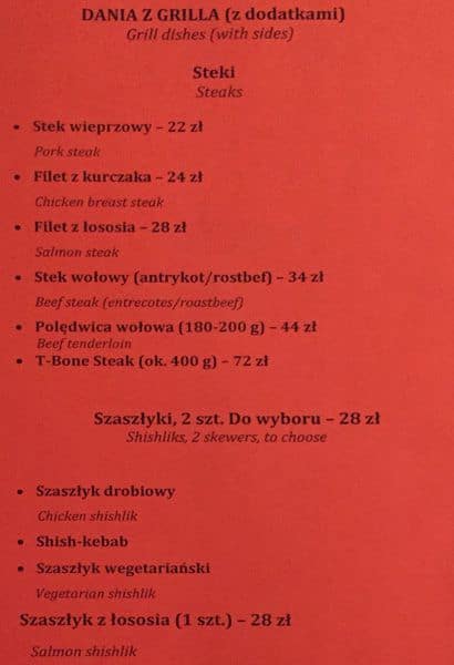Menu at Good Food Restauracja restaurant, Kraków, Starowiślna 97