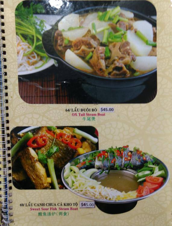 Menu at Dong Ba Restaurant, Bankstown