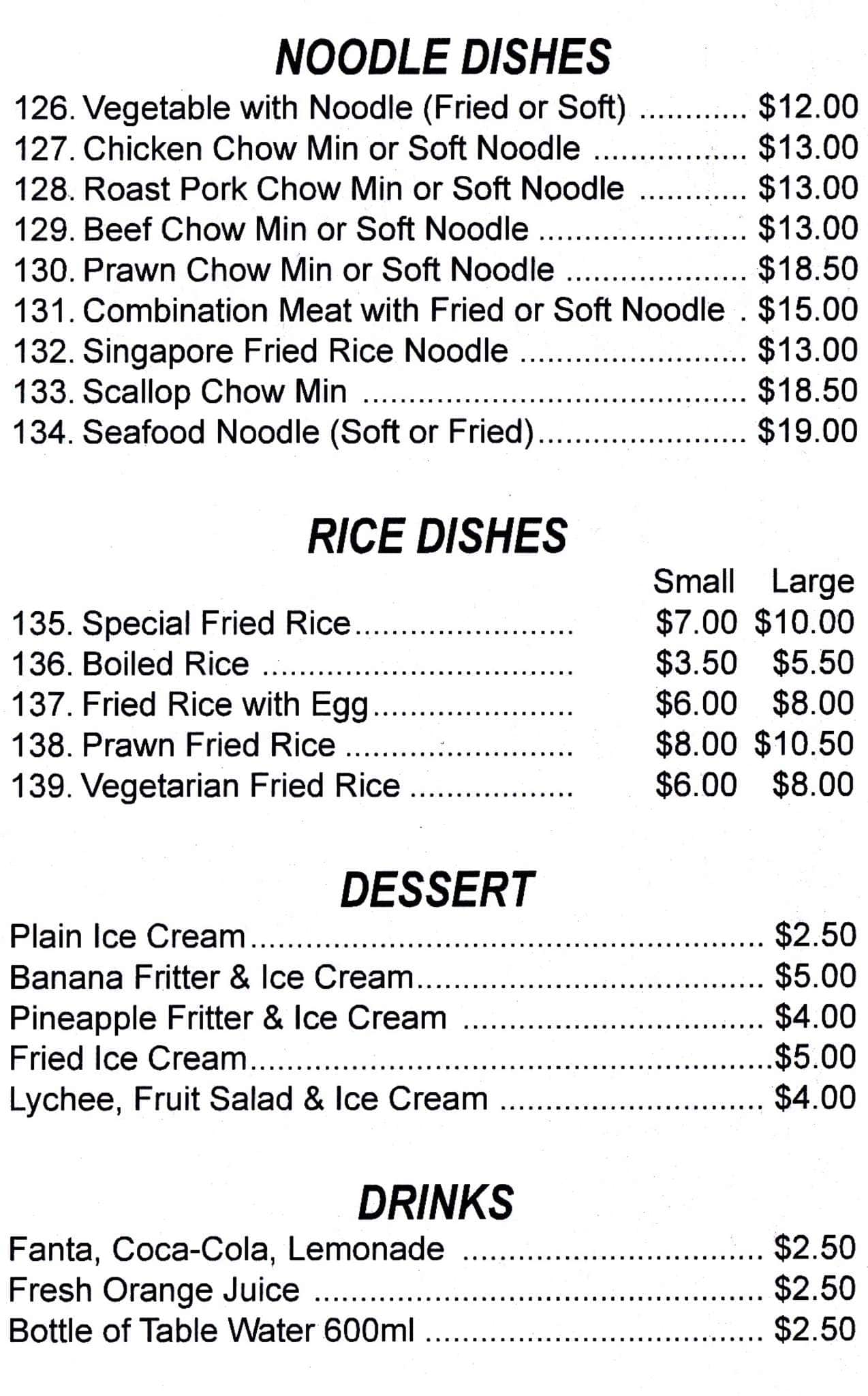 Menu at Wing Ho restaurant, Cowes