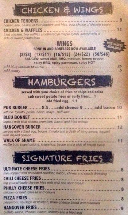 Menu at Front Porch Pub, Houston