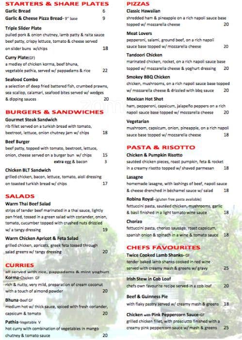 Menu at Robina Pavilion pub & bar, Robina