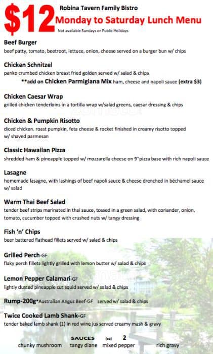 Menu at Robina Pavilion pub & bar, Robina