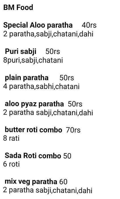 Menu of BM Foods, Talwandi, Kota