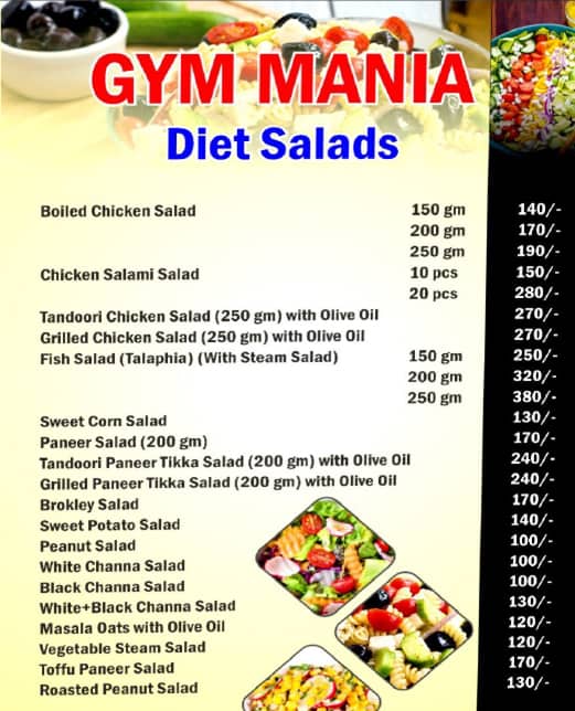Menu of Gym Mania, Kaonli, Dehradun