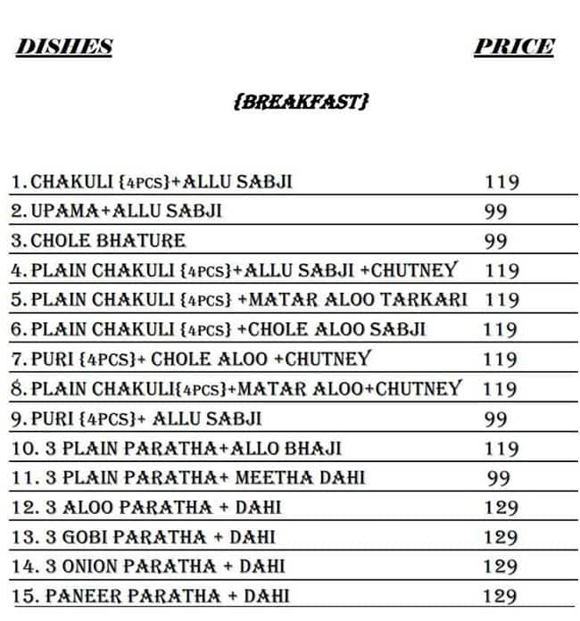 Menu at TASTE OF ODISHA, Cuttack