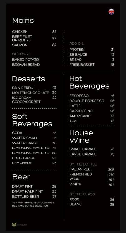 Menu of Swiss Butter, Al Mushrif, Abu Dhabi