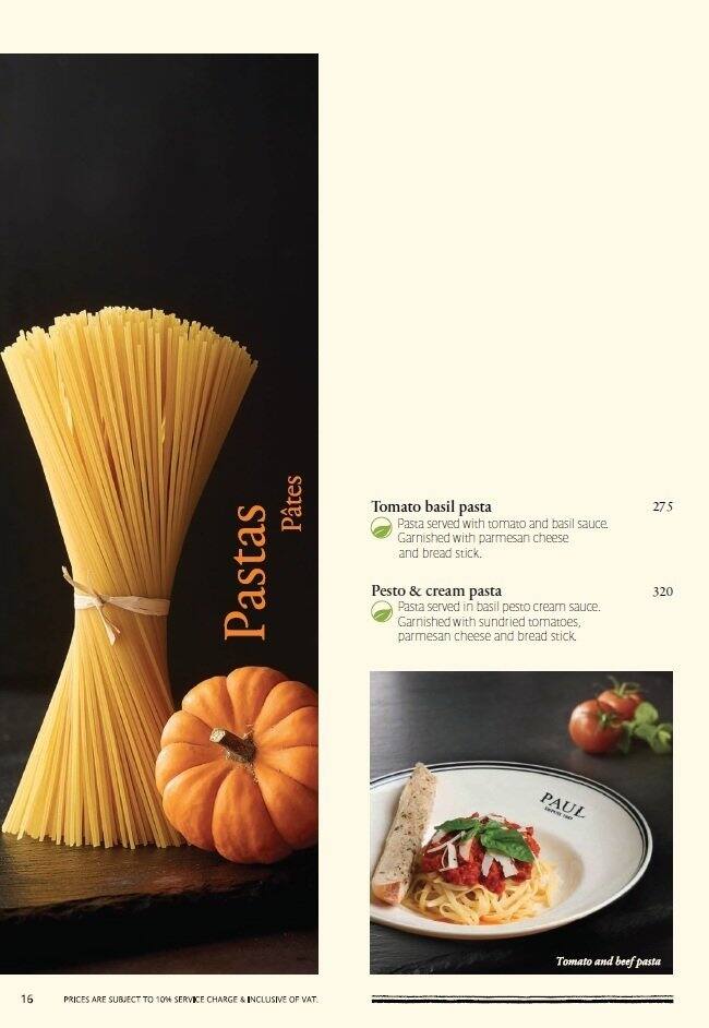 Menu at Paul Boulangerie et Patisserie cafe, Taguig, G/F Bench Tower