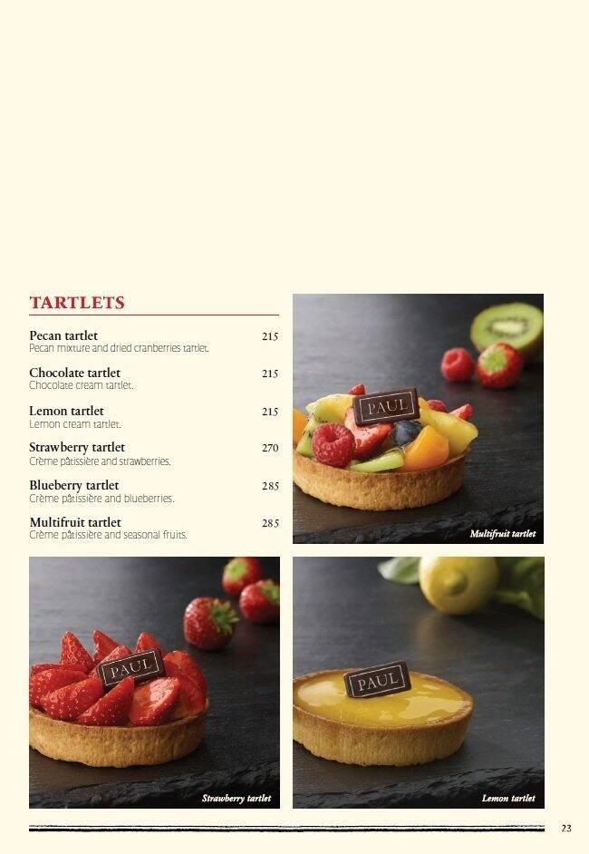 Menu at PAUL cafe, Makati, Hidalgo Drive