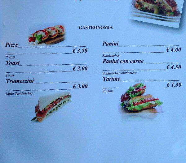 Menu at Il Pappagallo pub & bar, Rome, Via Gregorio VII