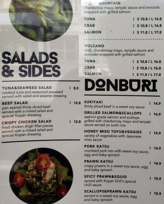 Menu at Kopan Grill restaurant, Camberwell