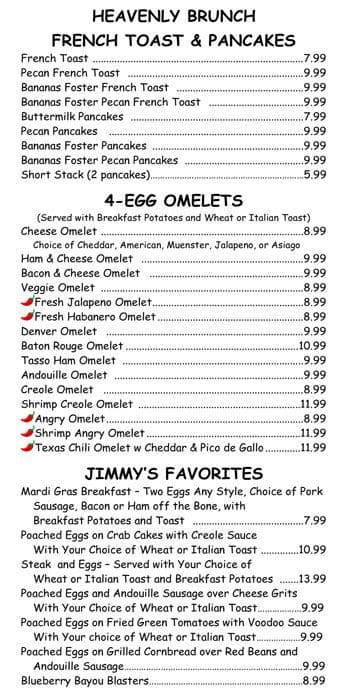 Menu at Heaven on Seven restaurant, Chicago, 111 N Wabash Ave #7