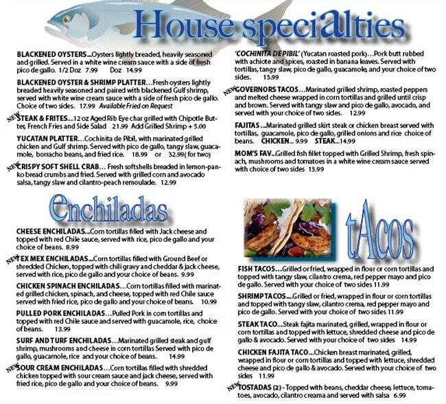 Menu at Lazy Lizard Coastal Kitchen and Cantina pub & bar, San Leon