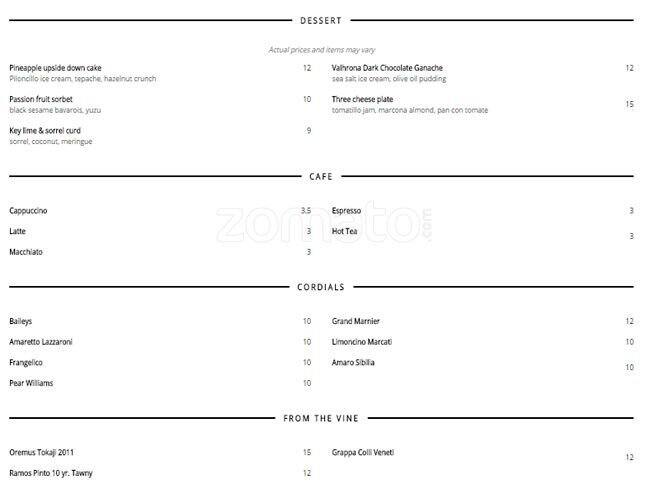 Menu at Vagabond Kitchen & Bar, Miami, Biscayne Blvd Ste A