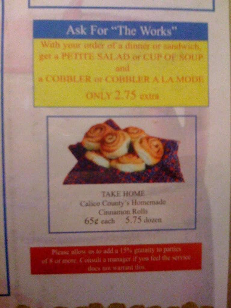 Menu at Calico County restaurant, Fort Smith