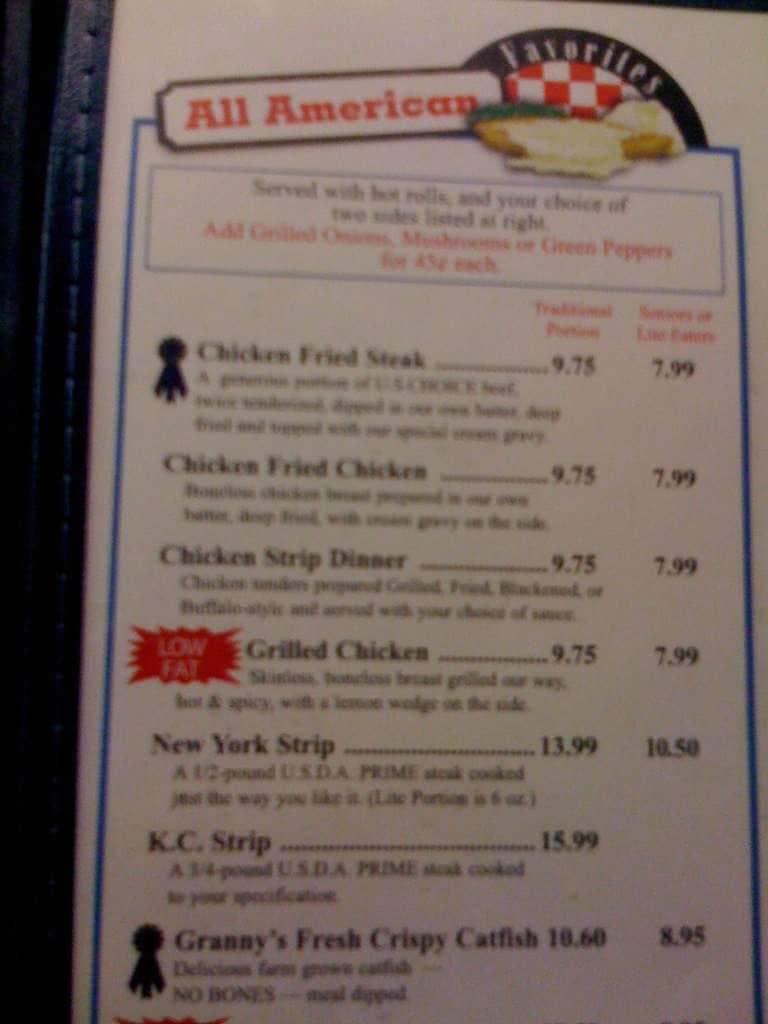 Menu at Calico County restaurant, Fort Smith