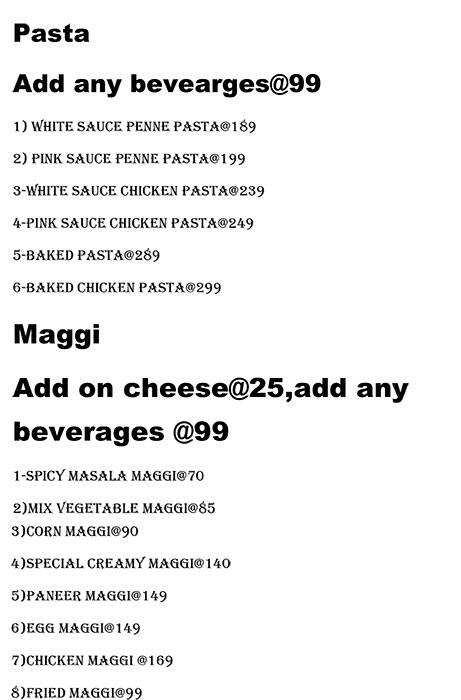 Menu at Angrezi Tapri, Pune, Serial 6/2, Mauli Building