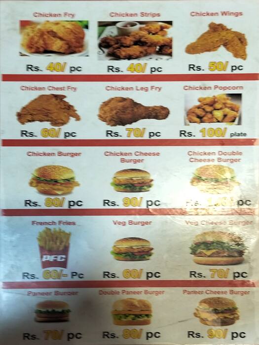 Menu of PFC Patna Fried Chicken, Golambar, Patna