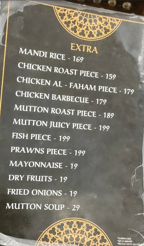Menu of Big Plate Mandi, Tarnaka, Hyderabad