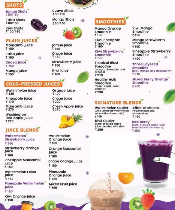 Menu of 9834 The Fruit Truck, Bopal, Ahmedabad