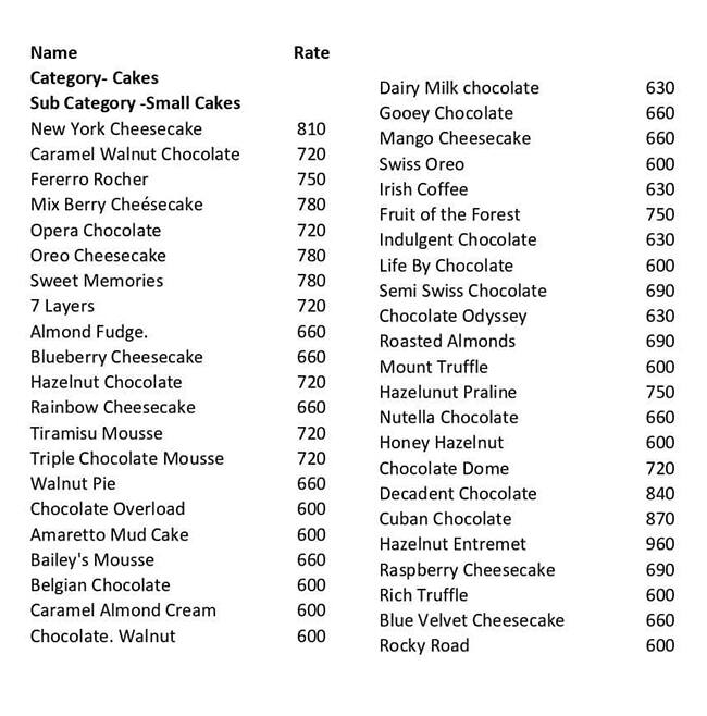 Menu of Bake N Nuts, Dahisar East, Mumbai