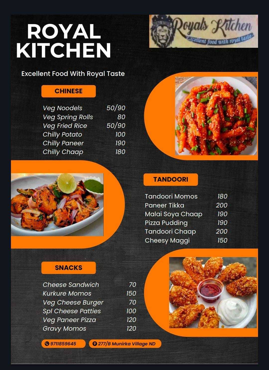 Menu of Royal Kitchen, Munirka, New Delhi