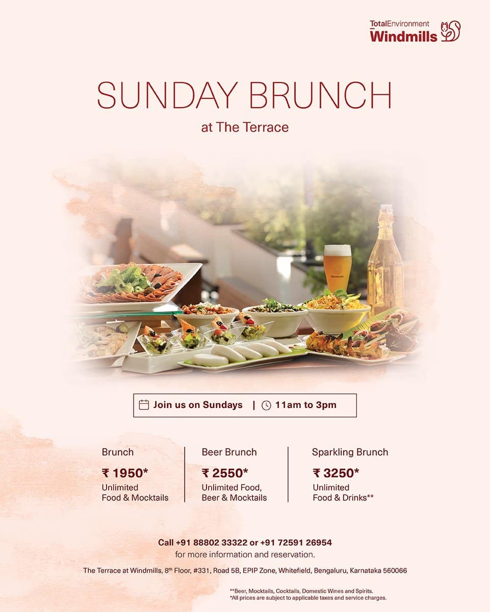 Menu of Windmills, Whitefield, Bangalore