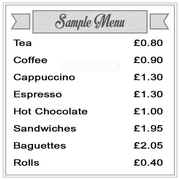 Menu at Crown Bakery, London