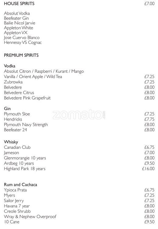 Menu at Panacea Manchester pub & bar, Manchester