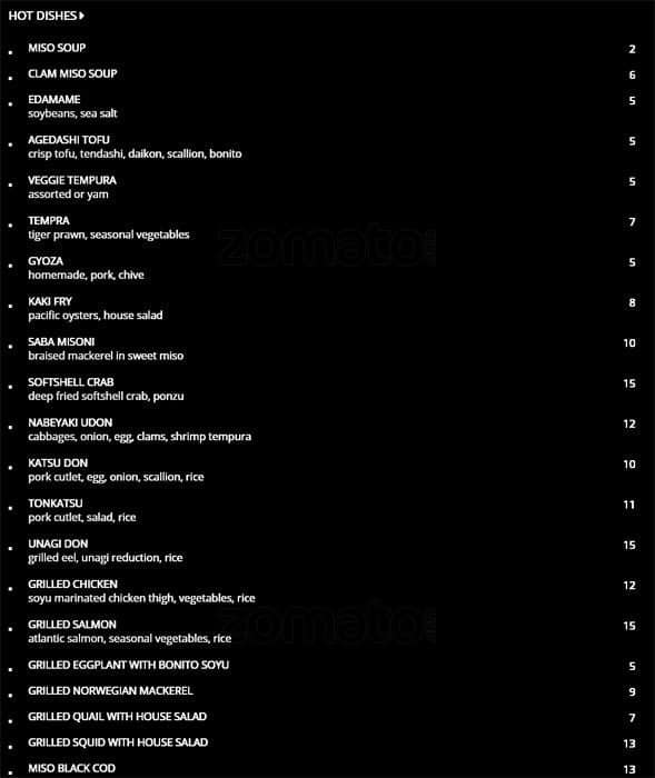 Menu at ND Sushi & Grill restaurant, Toronto, 370 College St