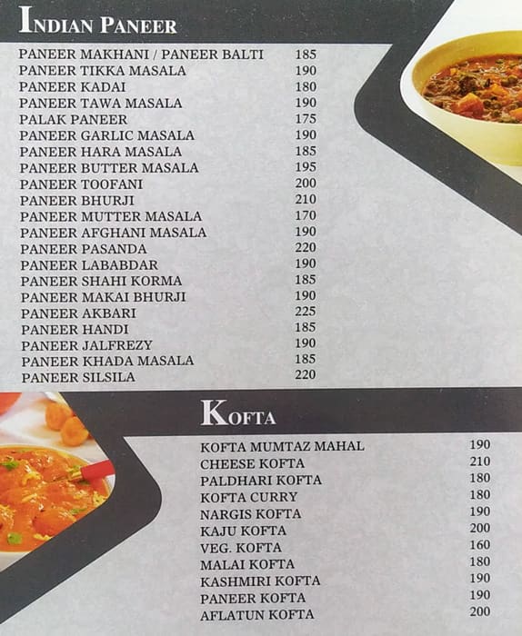 Menu at Marshall, Ahmedabad