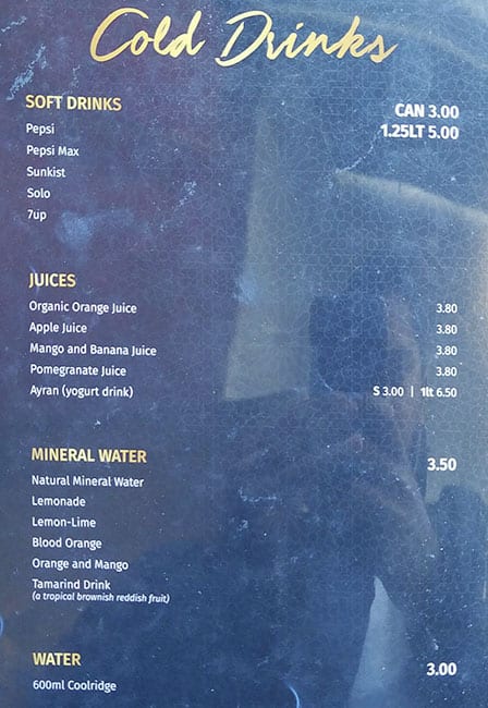 Menu at Tiba's Lebanese Restaurant, Brunswick