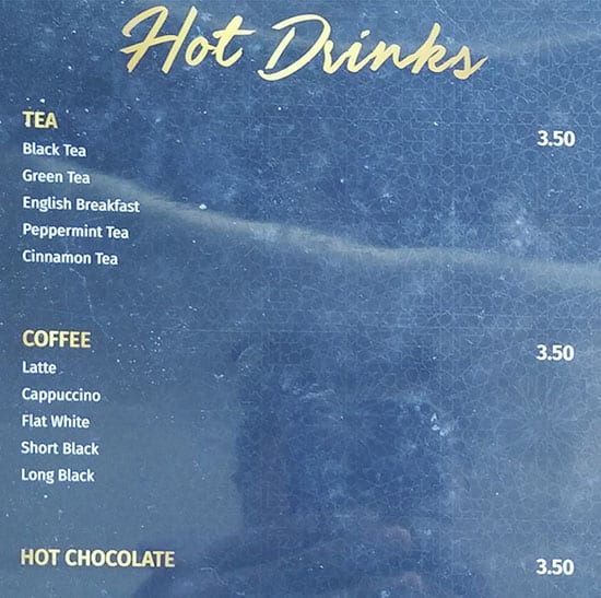 Menu at Tiba's Lebanese Restaurant, Brunswick