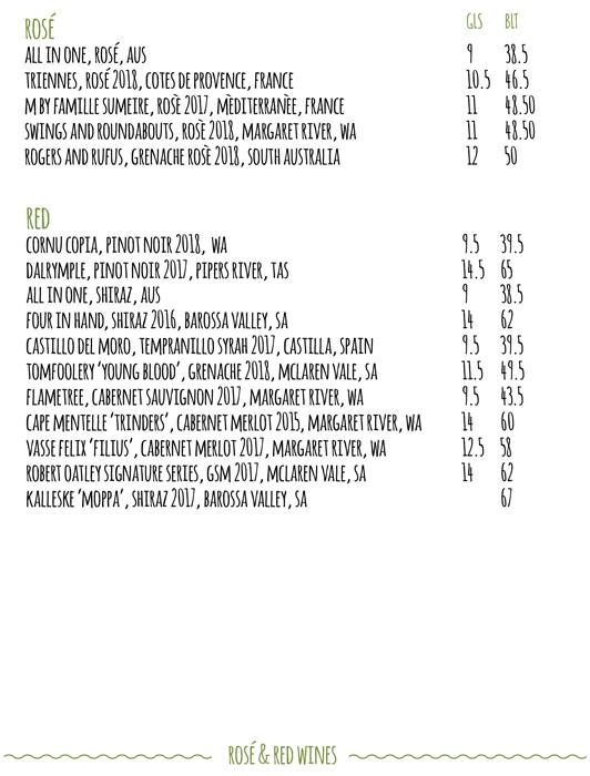 Menu at The Garden Leederville restaurant, Leederville, 742 Newcastle St