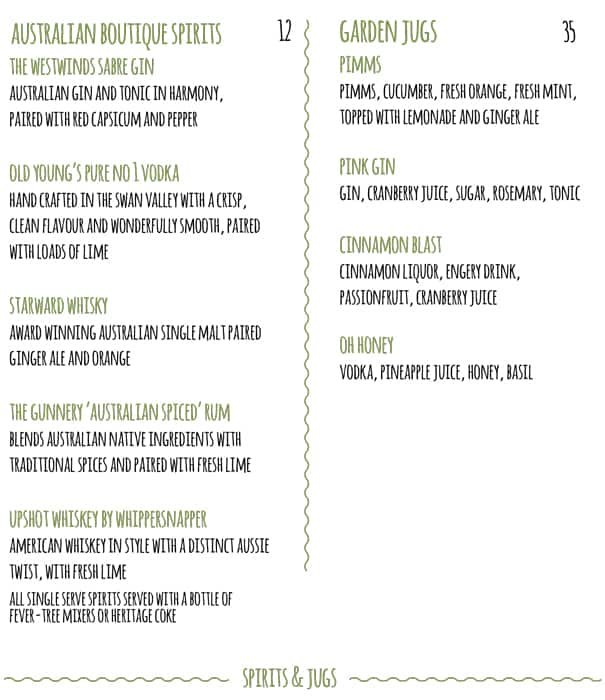 Menu at The Garden Leederville restaurant, Leederville, 742 Newcastle St