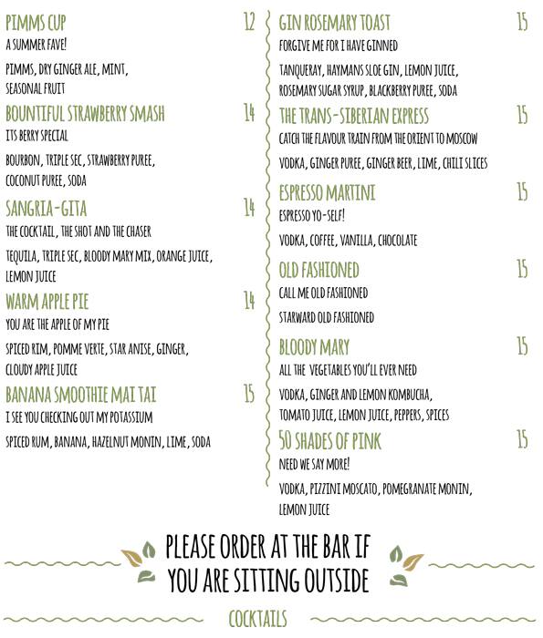 Menu at The Garden Leederville restaurant, Leederville, 742 Newcastle St