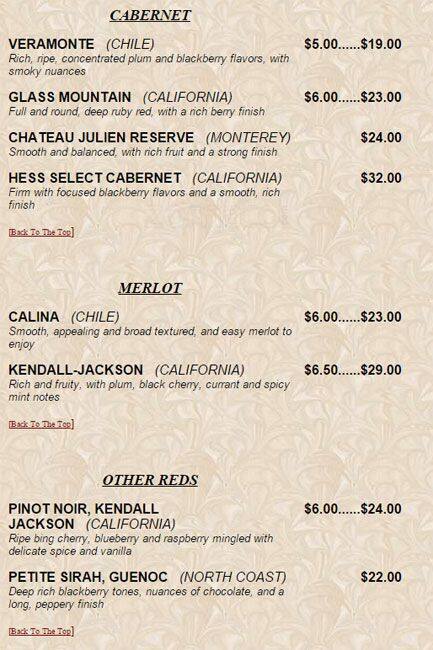 Menu at Shiva restaurant, Houston