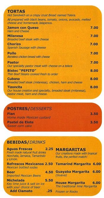 Menu at El Tiz Tizoncito Forest restaurant, Dallas, Forest Ln #100