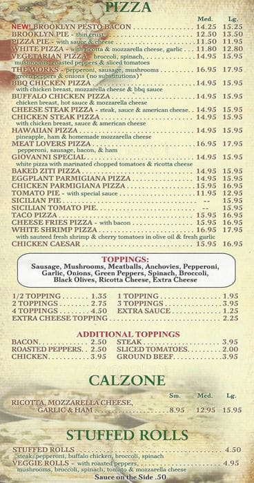 Menu at Giovanni's Pizzeria & Italian Restaurant, Quakertown
