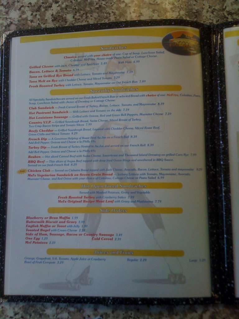 Menu at The Original Mels restaurant, Roseville