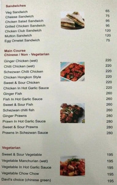 Menu at 7 Spice, Hyderabad