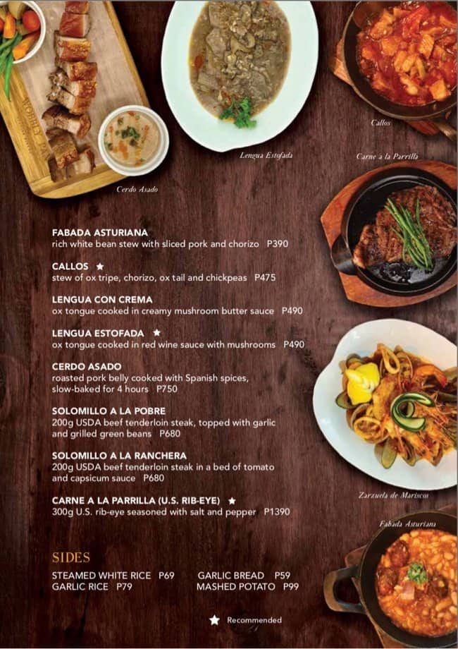 Carta del restaurante Wobbly Pan Spanish Bistro Shangri-La Plaza, Mandaluyong