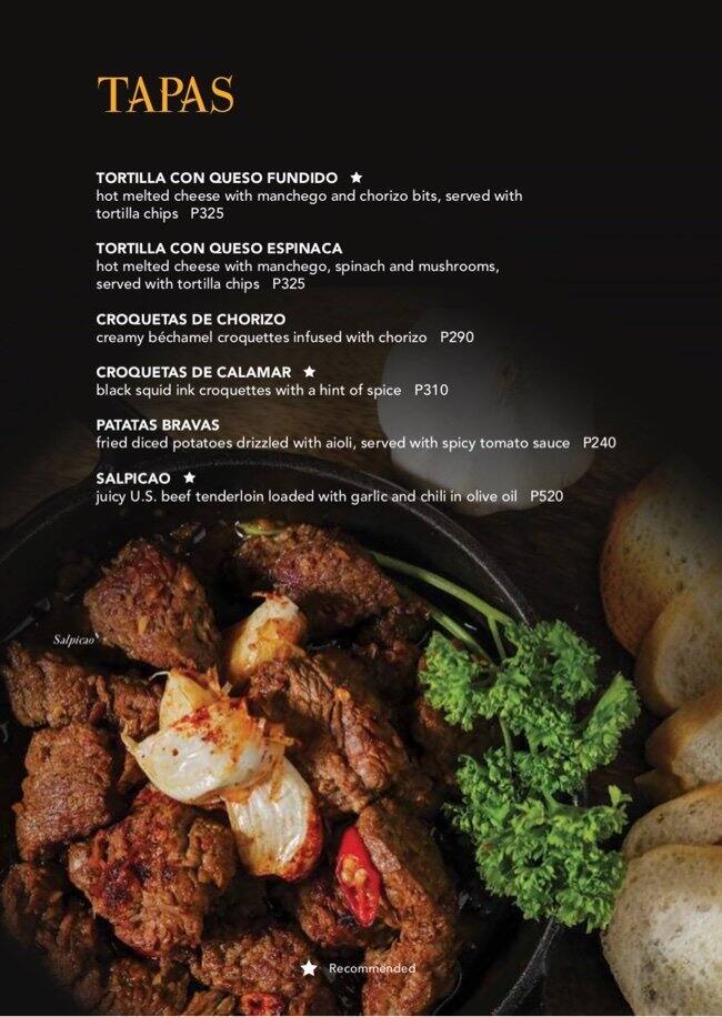 Carta del restaurante Wobbly Pan Spanish Bistro Shangri-La Plaza, Mandaluyong