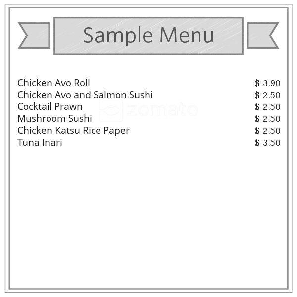 Menu at Sushi Break cafe, Auckland