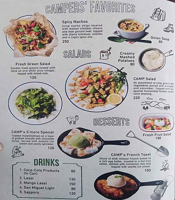 Menu at Camp Curry restaurant, Makati