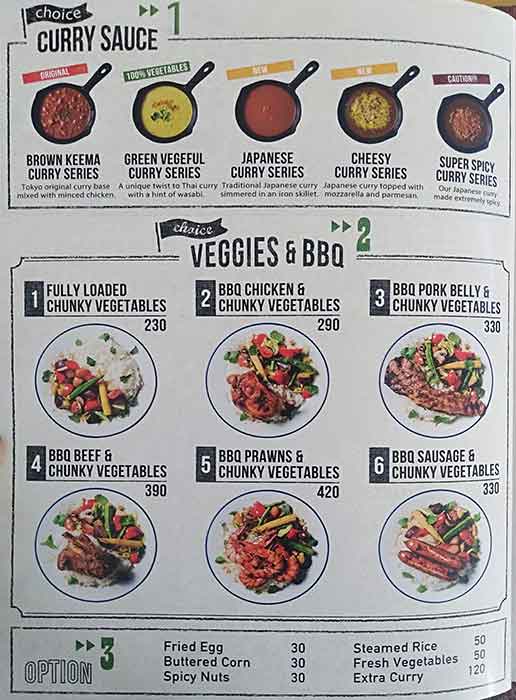 Menu at Camp Curry restaurant, Makati