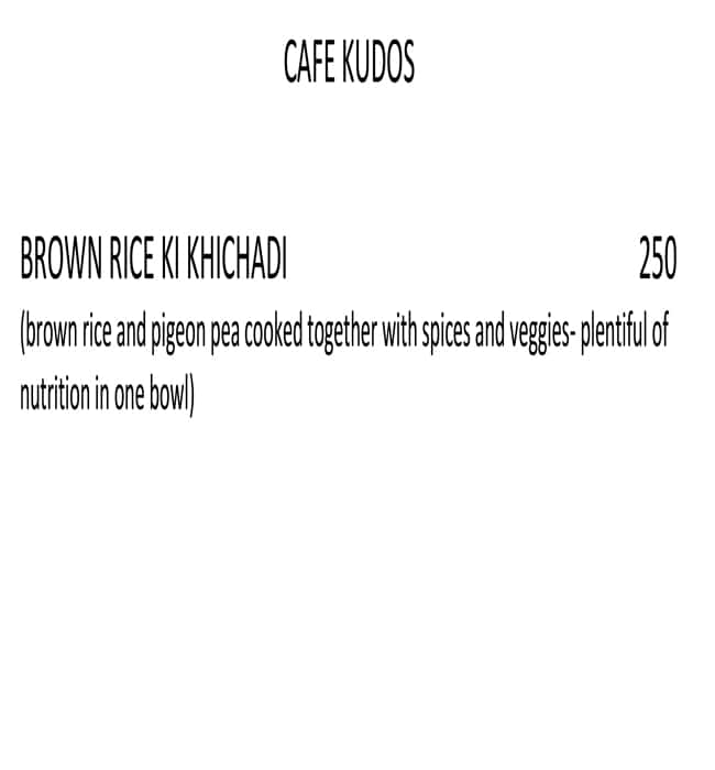 Menu at cafe kudos rooftop, Bhopal