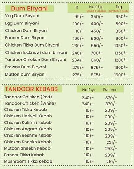Menu of The Bomb Biryani, Vikhroli, Mumbai