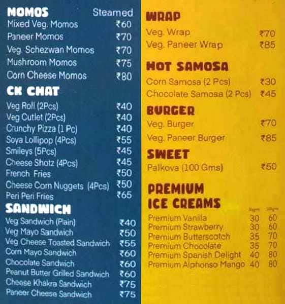 Menu of Chennai Kulfi, Potheri, Chennai