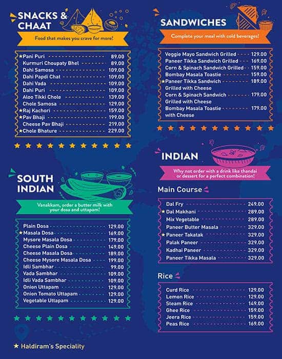 Menu of Haldiram's Restaurant, Piplod, Surat